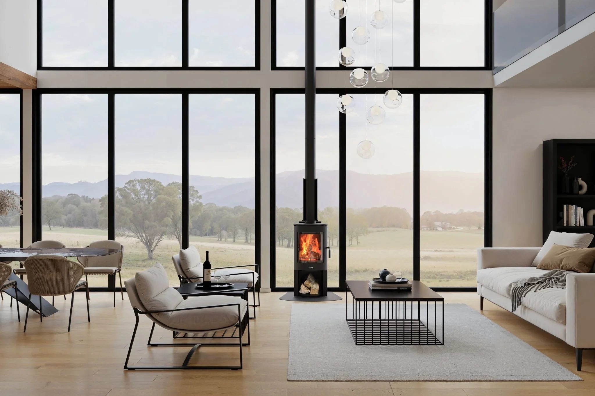 Masport Akaroa Mk II Wood Fire Fireplace Wood Stacker w/ Flue Kit Pack ...