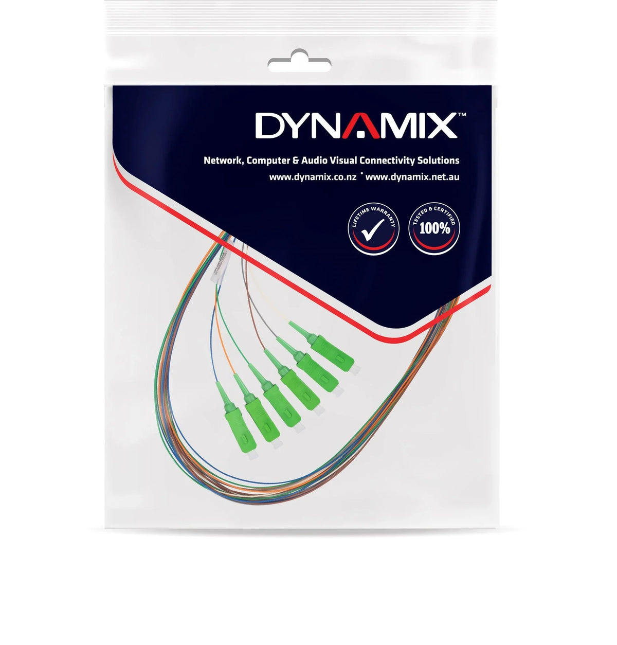 DYNAMIX 2M SC APC Pigtail G657A1 12 Pk Colour Coded, 900um Single-mode ...