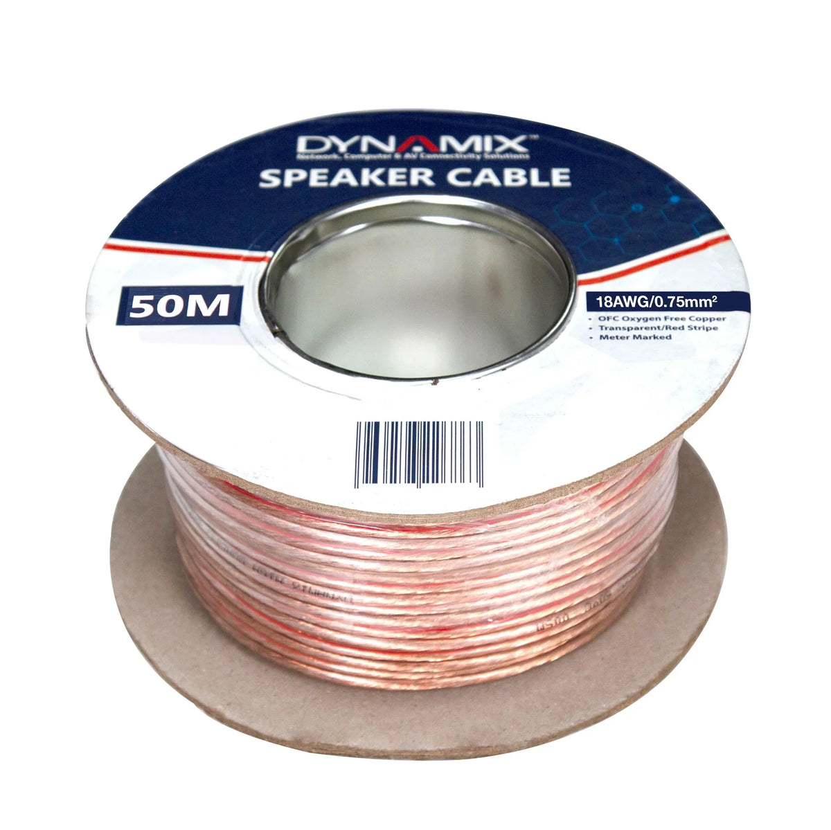 DYNAMIX 50m 18AWG PVC Speaker Cable Bare Copper Metre Marked Transpare ...