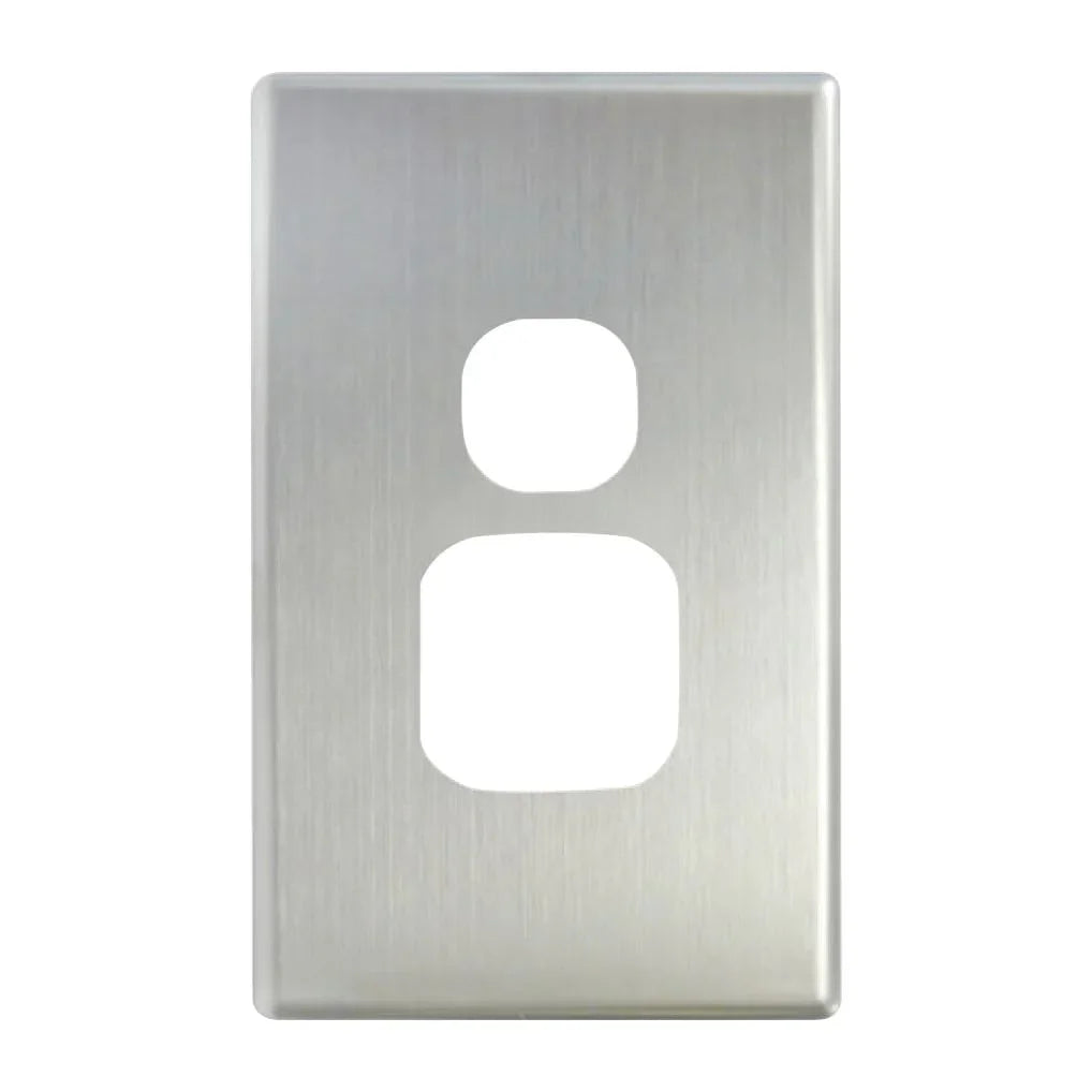TRADESAVE Powerpoint Cover Plate Single, Vertical, Silver Aluminium ...