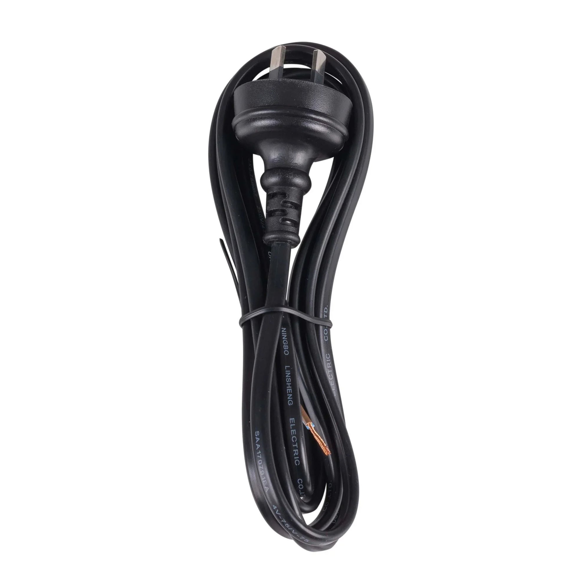 DYNAMIX 2M 2-Pin Plug to Bare End 2 Core 0.75mm Cable Black Colour SAA ...