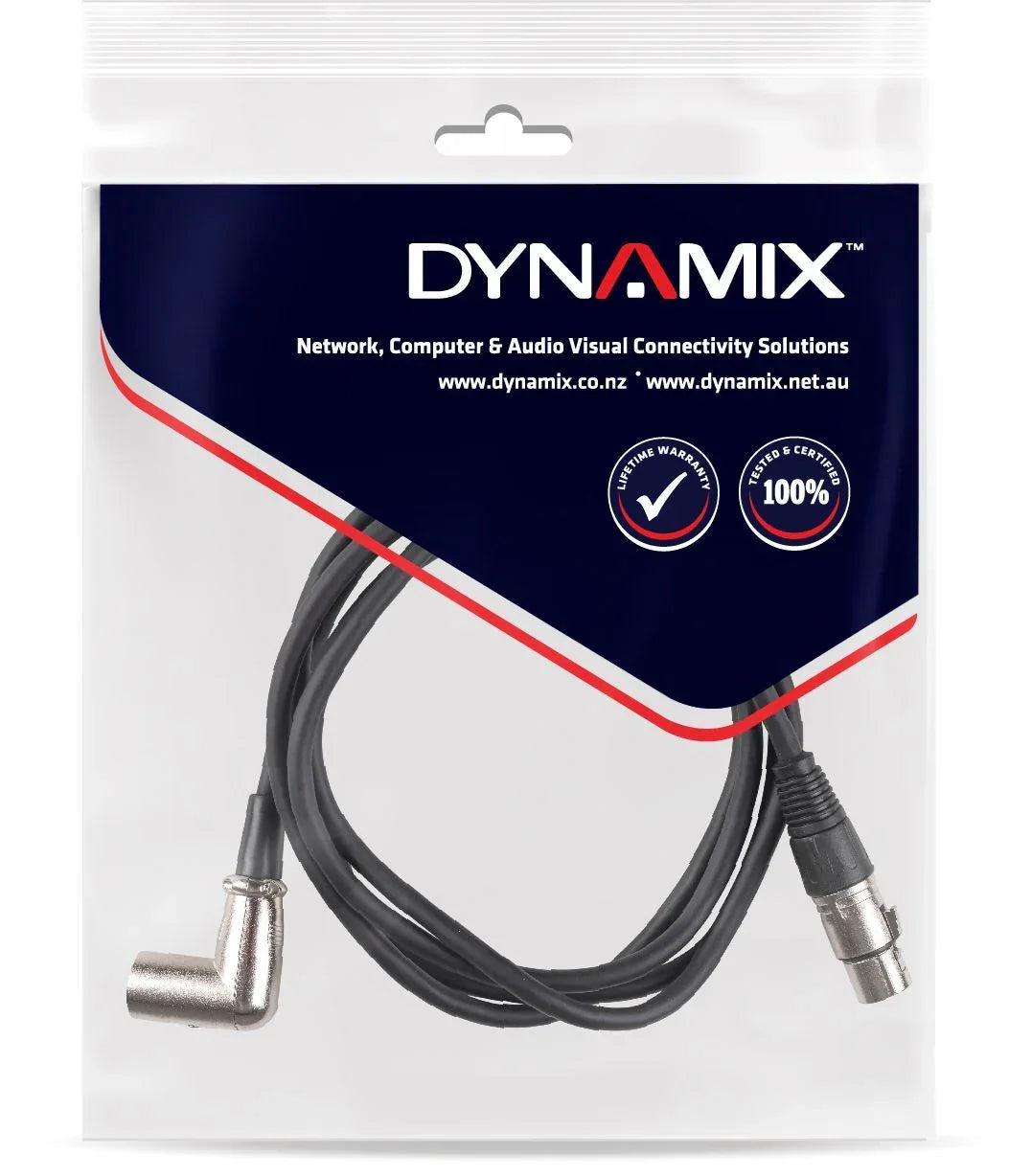 DYNAMIX 2m XLR 3-Pin Right Angled Male to 3-Pin Female Balanced Audio ...