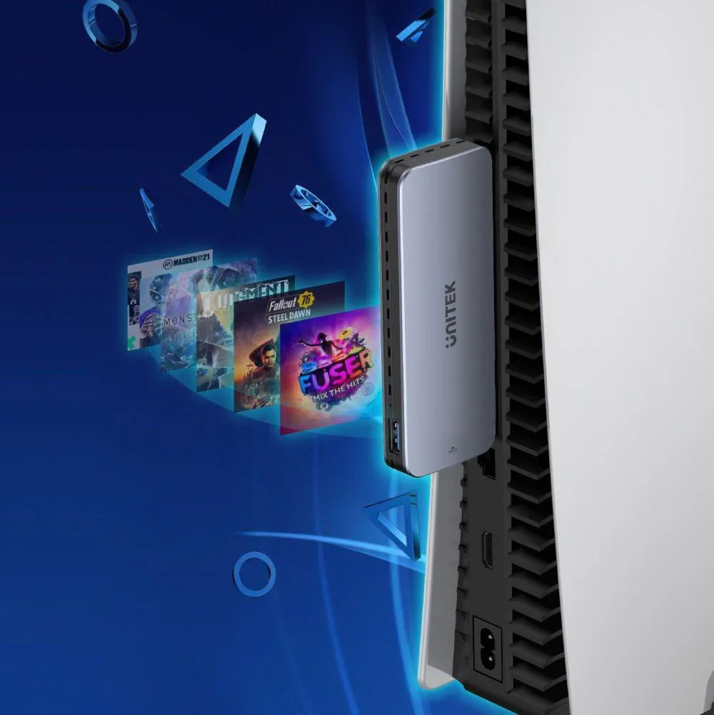 UNITEK PS5 External Storage. Dual USB-A 10G to M.2 PCIe/NVMe Enclosure ...