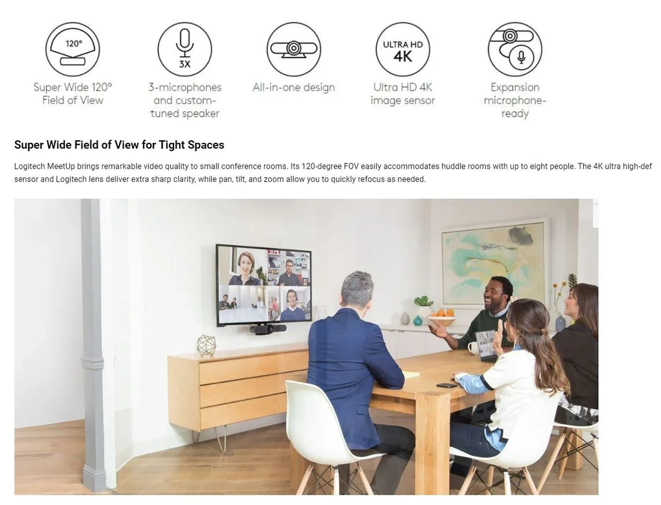 Logitech MeetUp 4K ConferenceCam Conference Camera 960-001101 — LX2001 ...